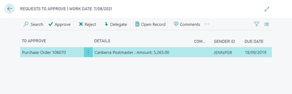 Delegating requests for approval in Business Central - Fenwick