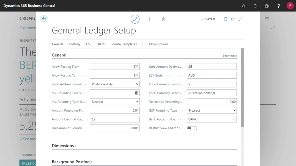 Advanced General Ledger for Business Central - Fenwick