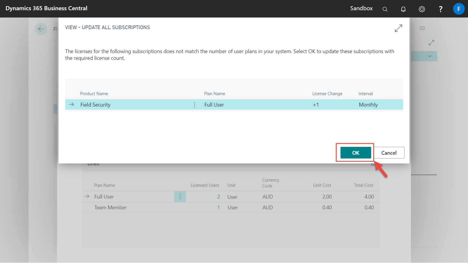 Updating the number of licenses - Fenwick