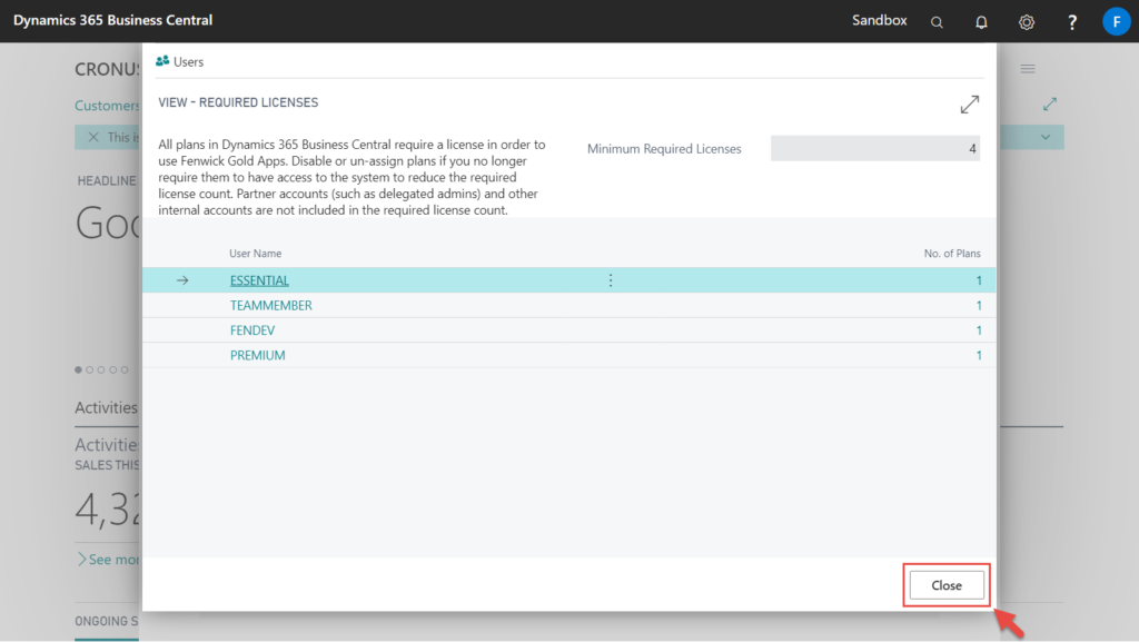 Updating the number of licenses - Fenwick