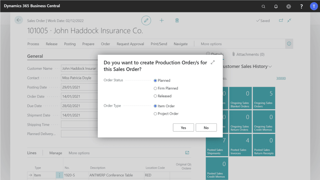 Quickly create Production Orders from Sales Orders - Fenwick
