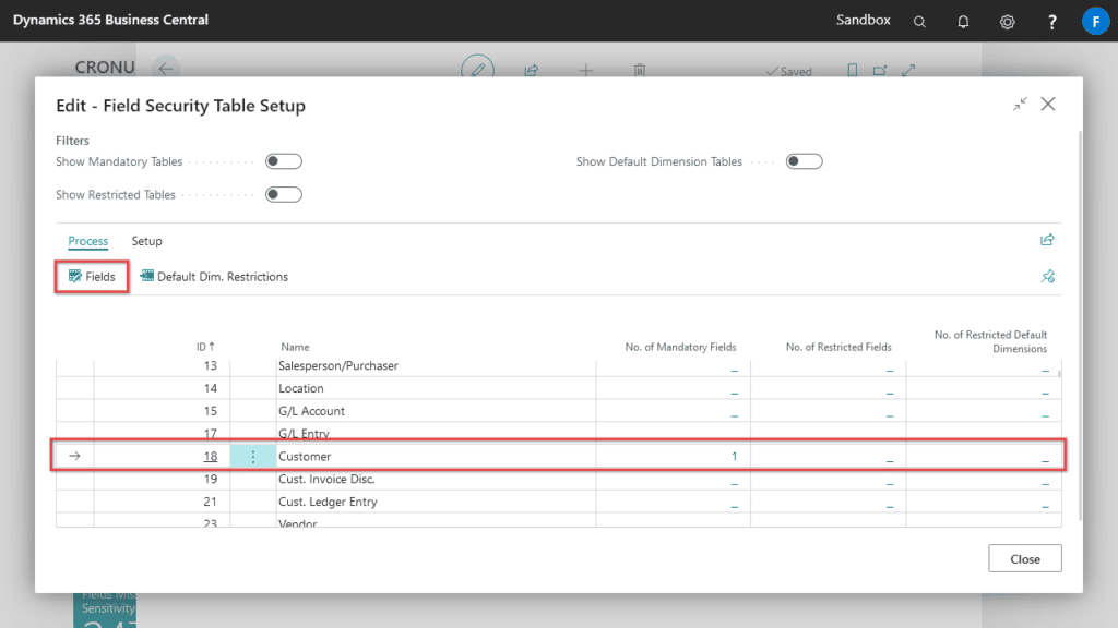 Setting mandatory fields - Fenwick