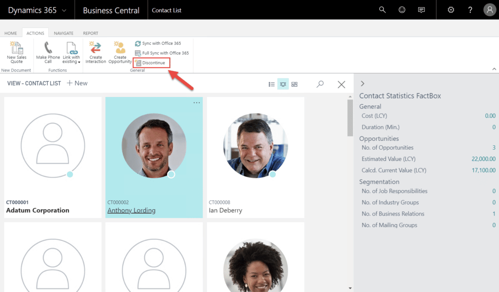 Discontinue a Contact - Fenwick