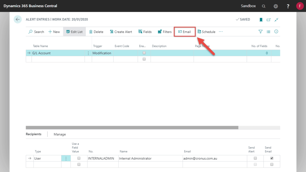 Creating the email template for an Alert - Fenwick