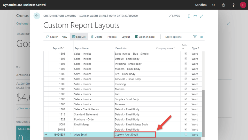 Creating the email template for an Alert - Fenwick