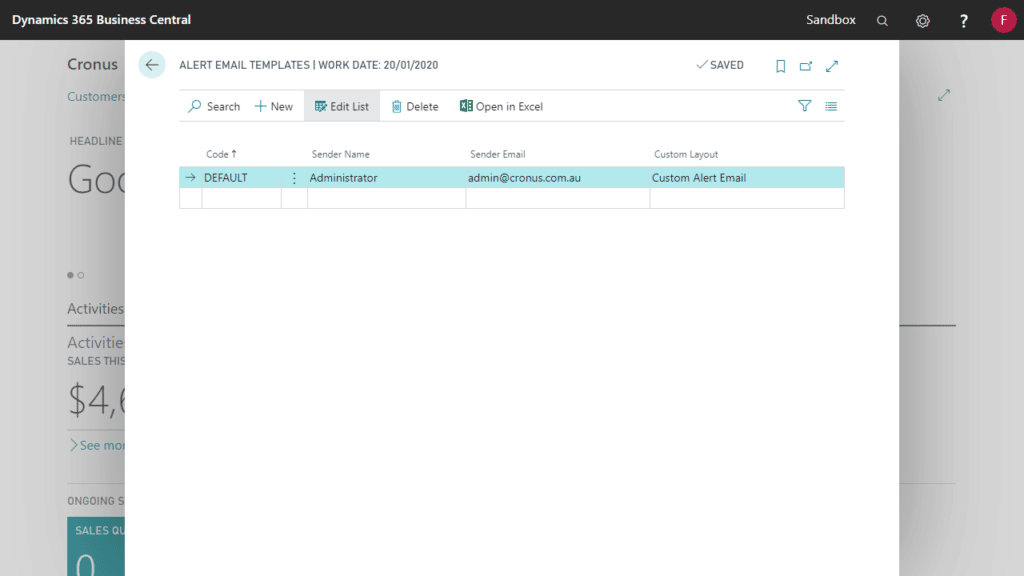 Creating the email template for an Alert - Fenwick