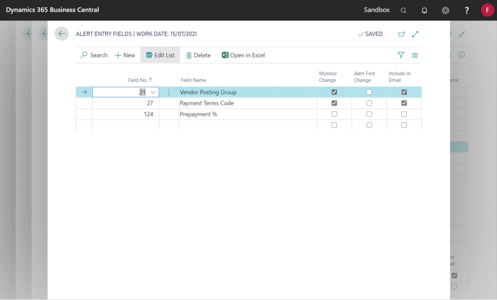 Setting fields to be monitored on an Alert - Fenwick