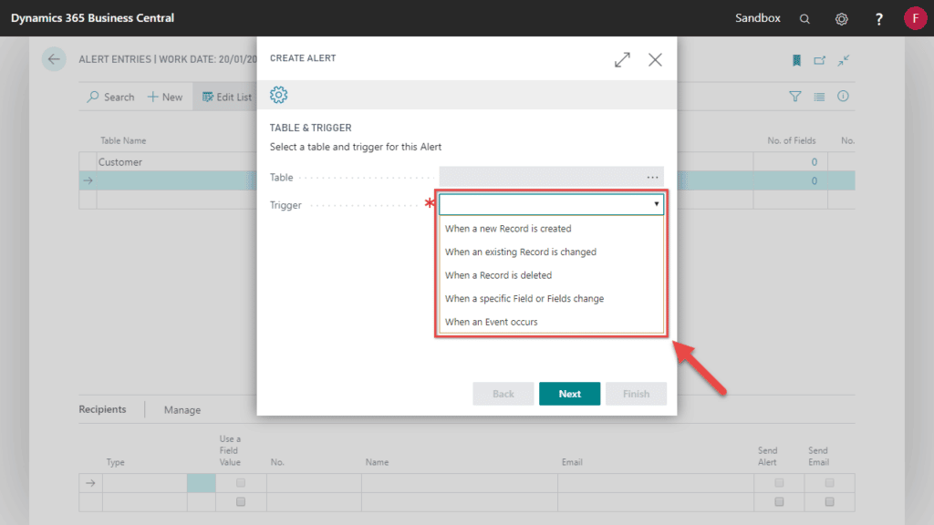 Working with Alert triggers - Fenwick