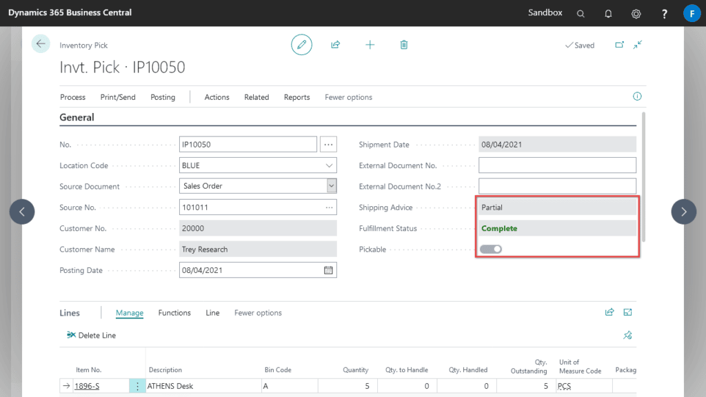 Pick & Fulfilment Status - Fenwick