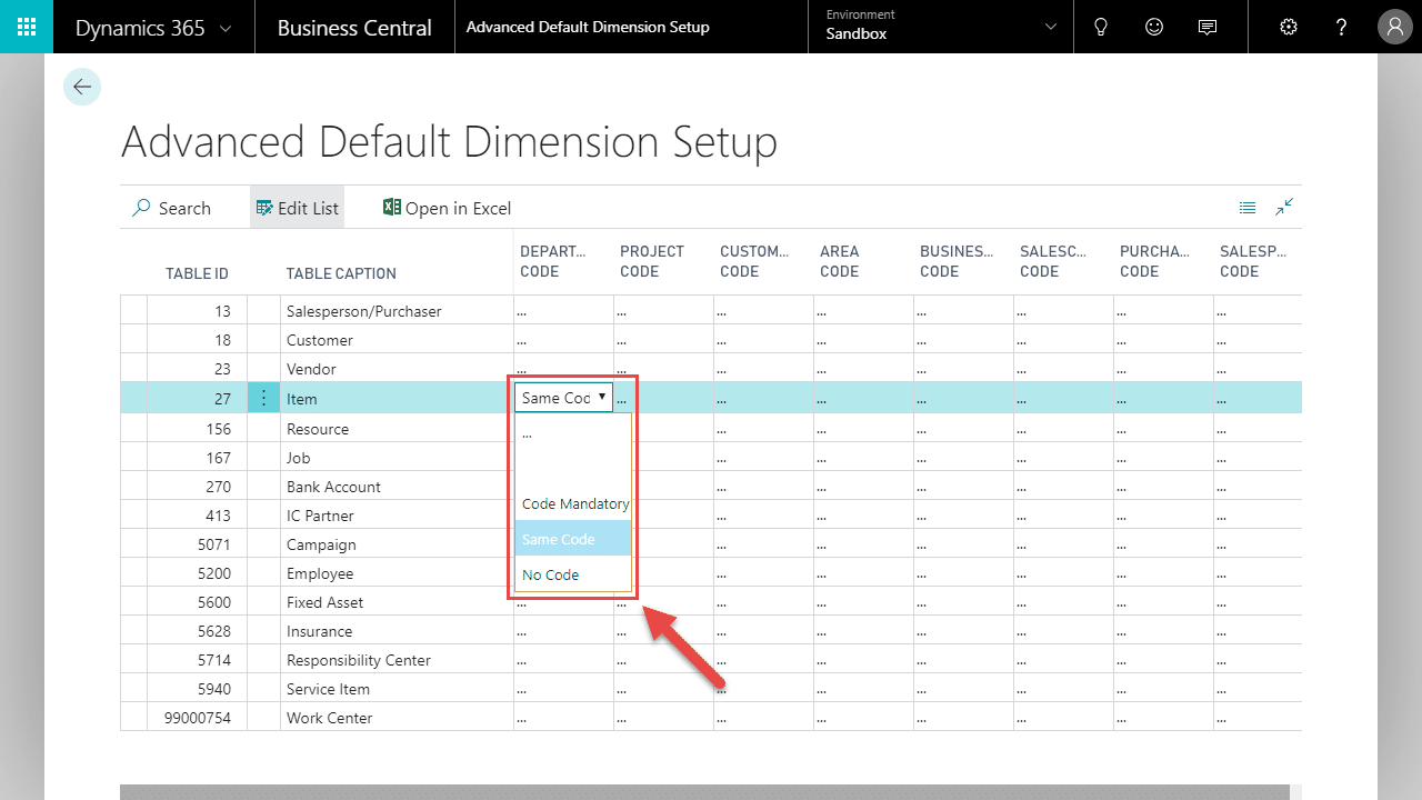 Setting Value Posting options for Dimensions - Fenwick