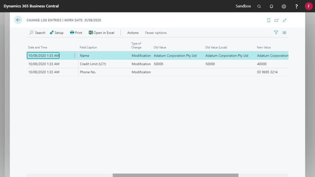 Easily set up and quickly access the Change Log - Fenwick