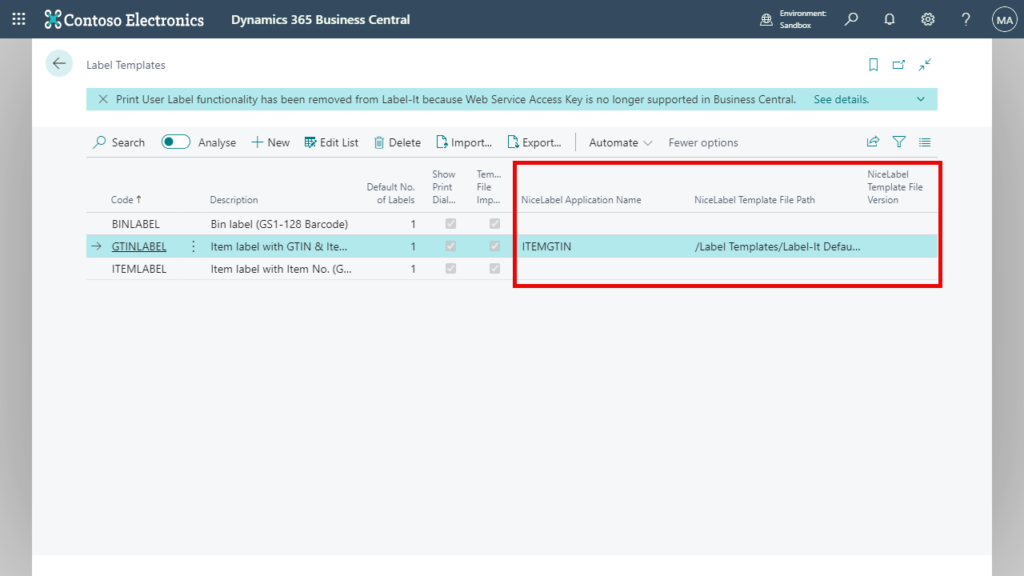 Managing label templates for Loftware Cloud - Fenwick