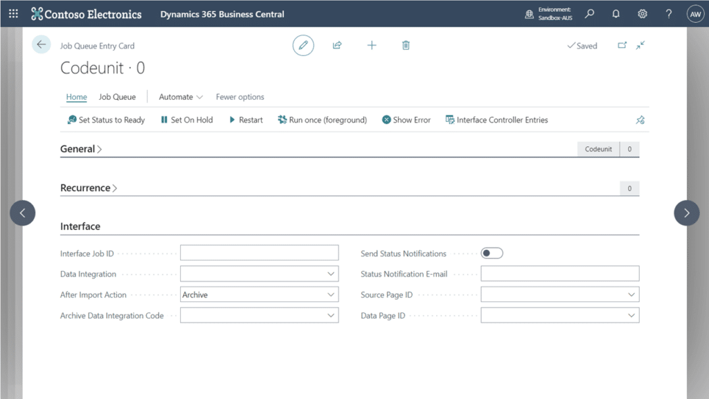 Setting up a Job Queue Entry with Interface Controller - Fenwick